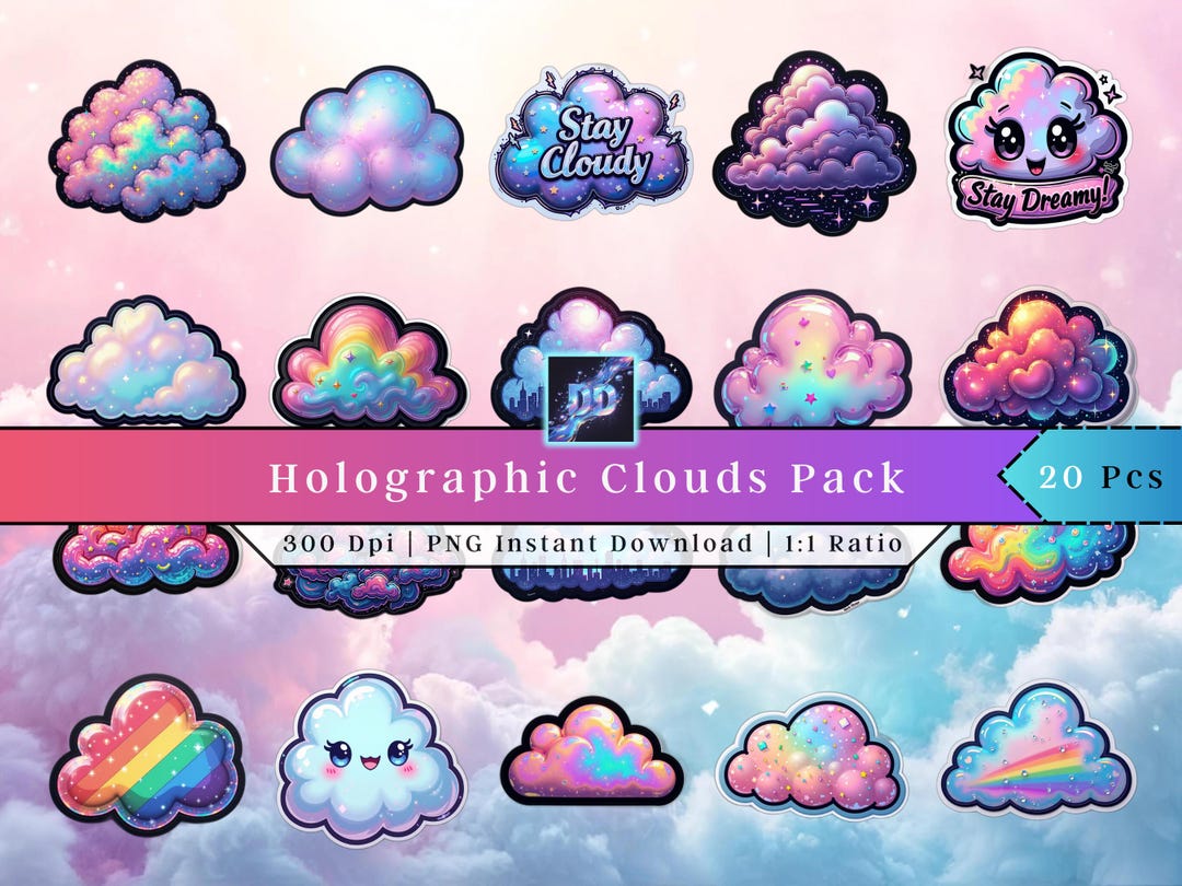 Cloud Pack | Clip Art | Printable Stickers | Cloud Stickers ...