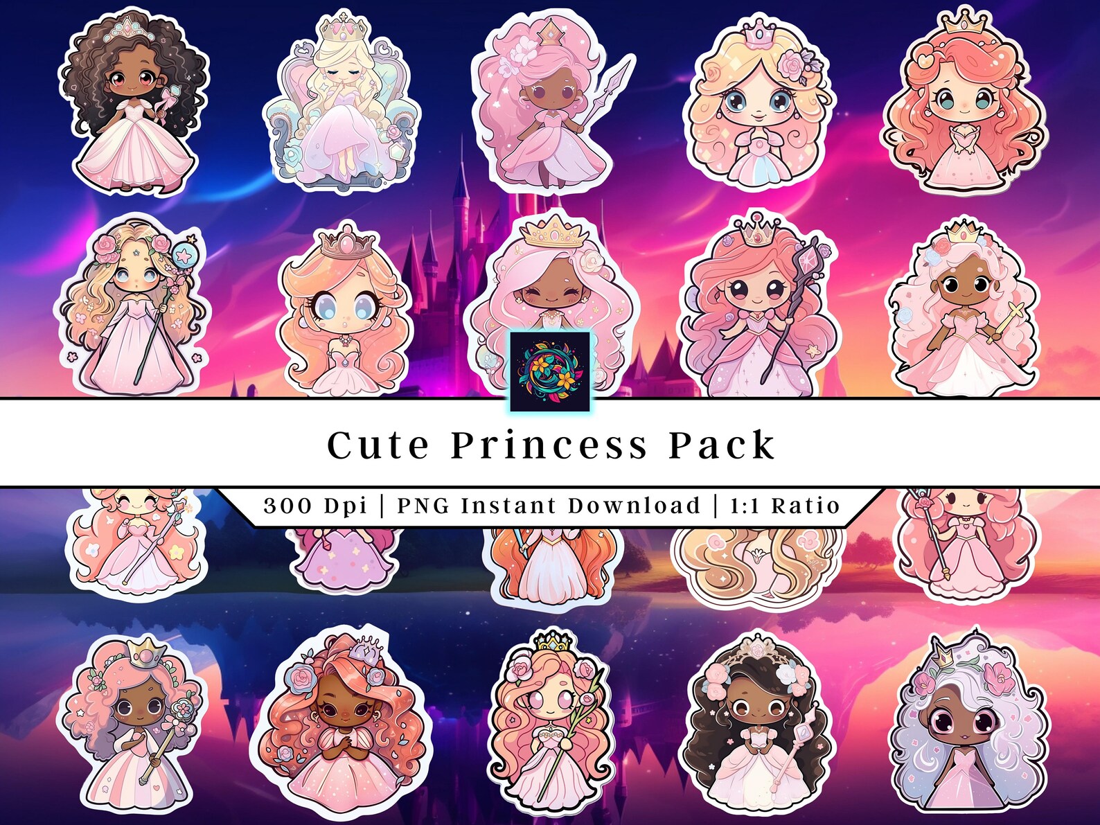 Cute Princess Design | Clip Art | Printable Stickers | Princess PNG ...