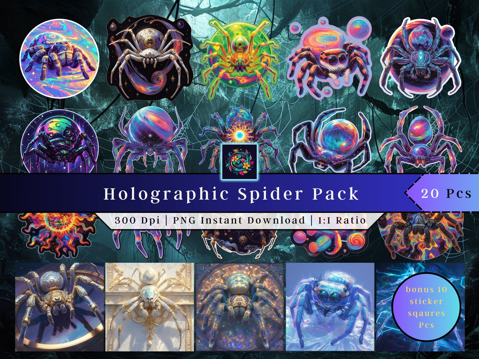 Spider Pack | Clip Art | Printable Stickers | PNG | Spider Stickers ...