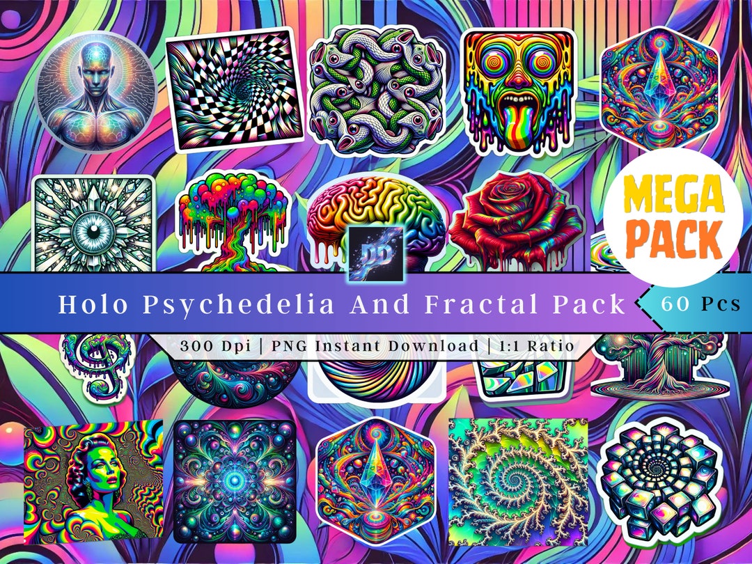 Psychedelia and Fractals MEGA Pack | Clip Art | Printable Stickers ...