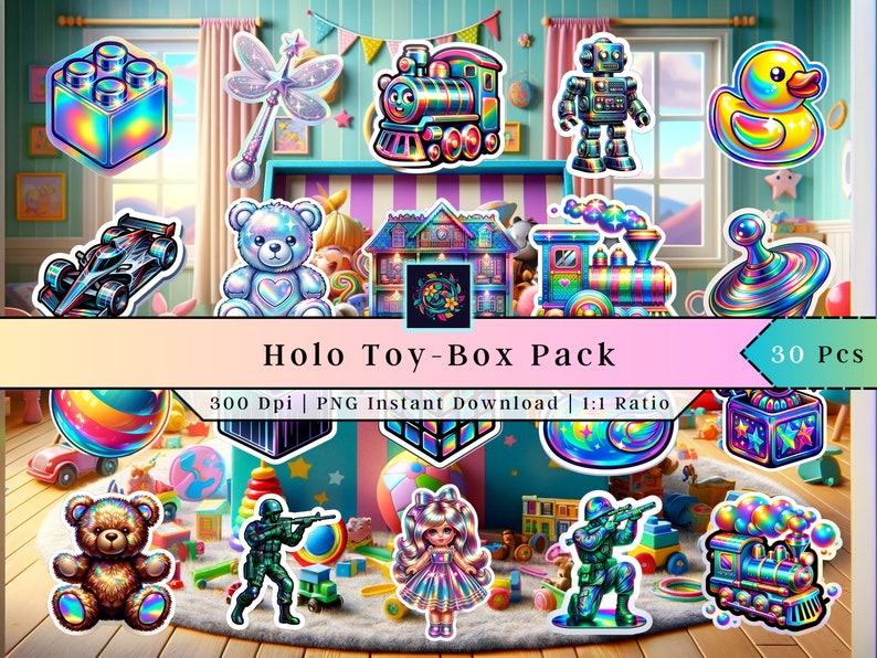 Toy-box Pack Clip Art Printable Stickers Toy Stickers Commercial Use ...