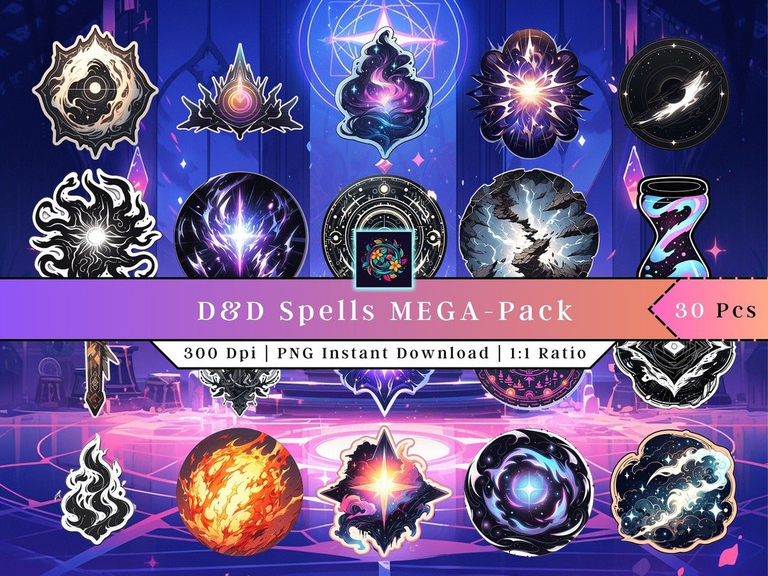 D&D Spells Pack | Clip Art | Printable Stickers | Fantasy PNG | Spells Stickers | Vinyl ...