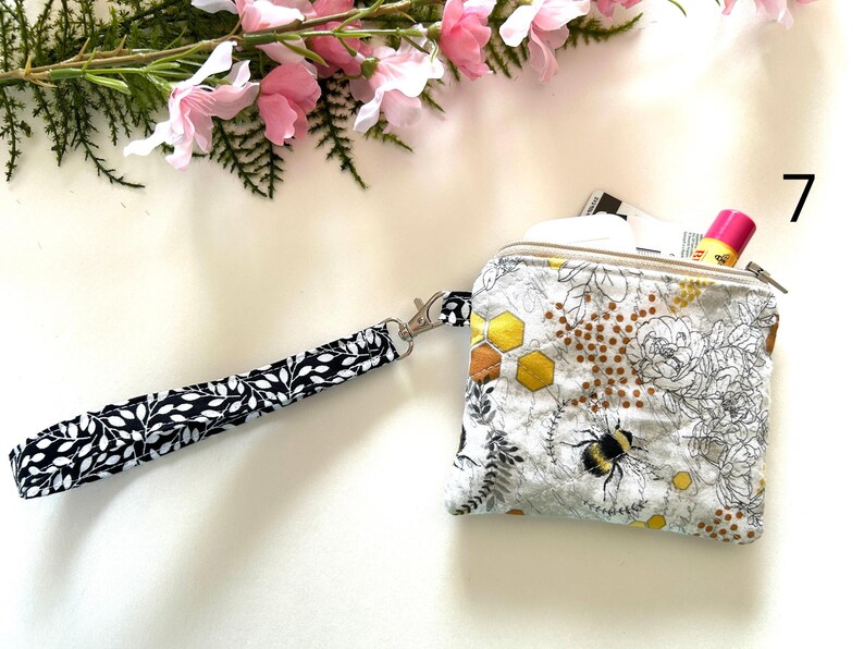 Quilted Wristlet Wallet, Mini Wallet, Quilted Zipper Pouch, Small ...