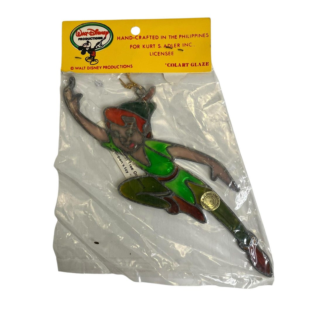 Vintage 1982 Walt Disney Productions Peter Pan Stain Glass Ornament ...