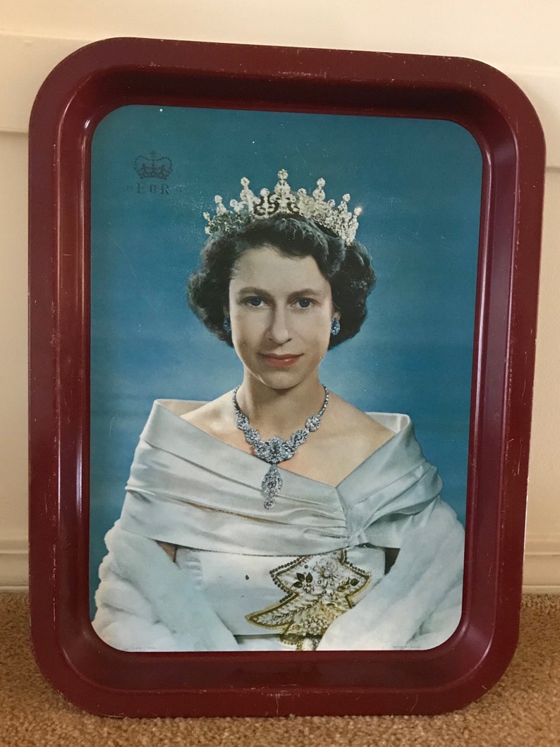 Vintage Queen Elizabeth II Coronation Serving Tray - Etsy Vintage Queen Elizabeth II Coronation Serving Tray - Etsy
