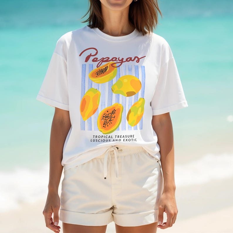 Papaya Graphic Tee: Women's Tropical Fruit Shirt - Etsy