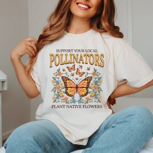 Native Garden Pollinator T-shirt: Butterfly & Bees Floral Tee - Etsy