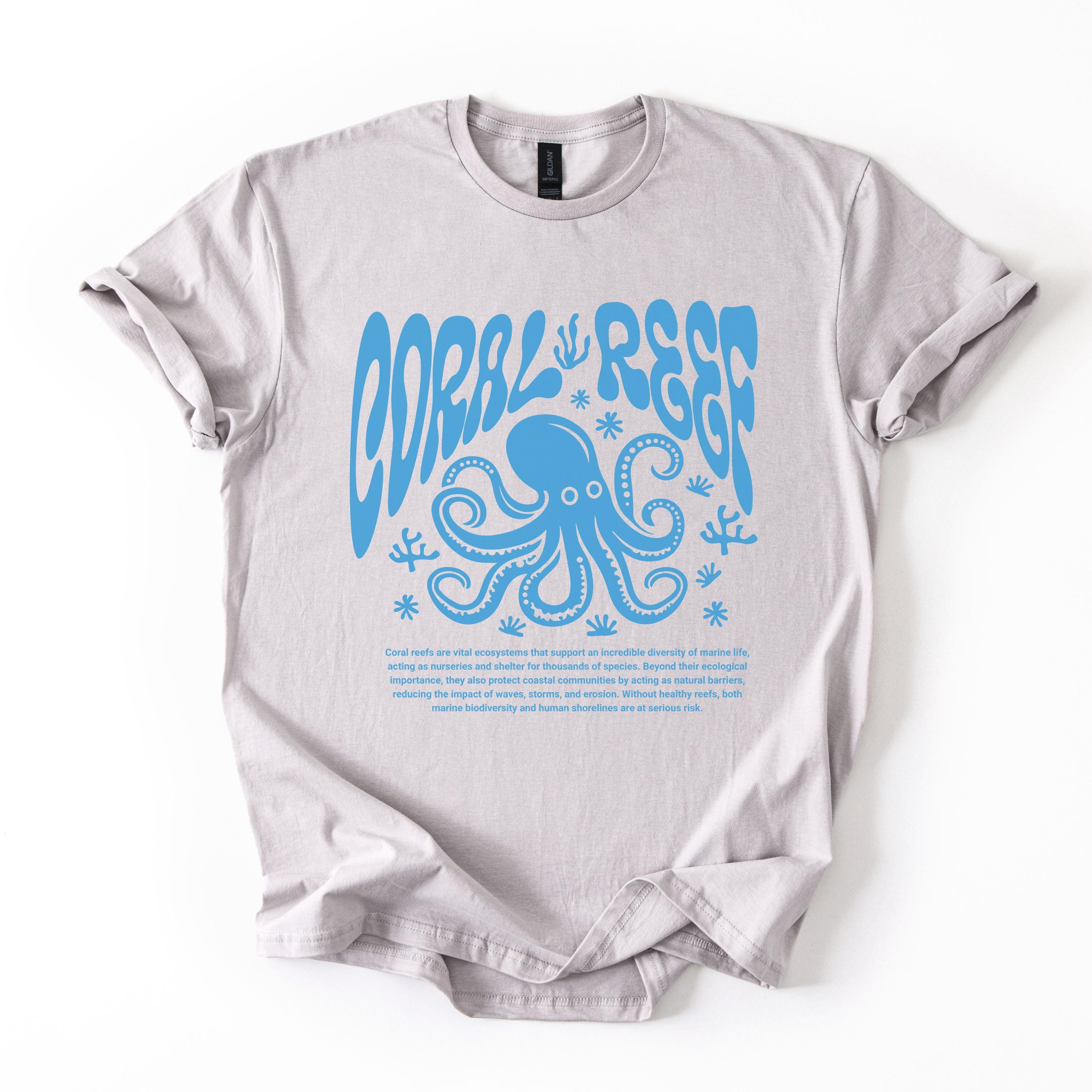 Vintage Coral Reef Octopus T-shirt: Ocean Conservation Tee - Etsy