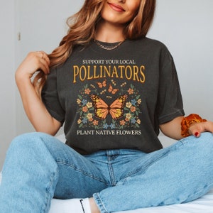 Native Garden Pollinator T-shirt: Butterfly & Bees Floral Tee - Etsy