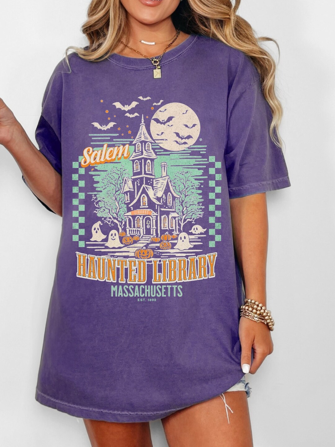 Bookish Halloween Shirt: Haunted Library Comfort Colors Tee - Etsy