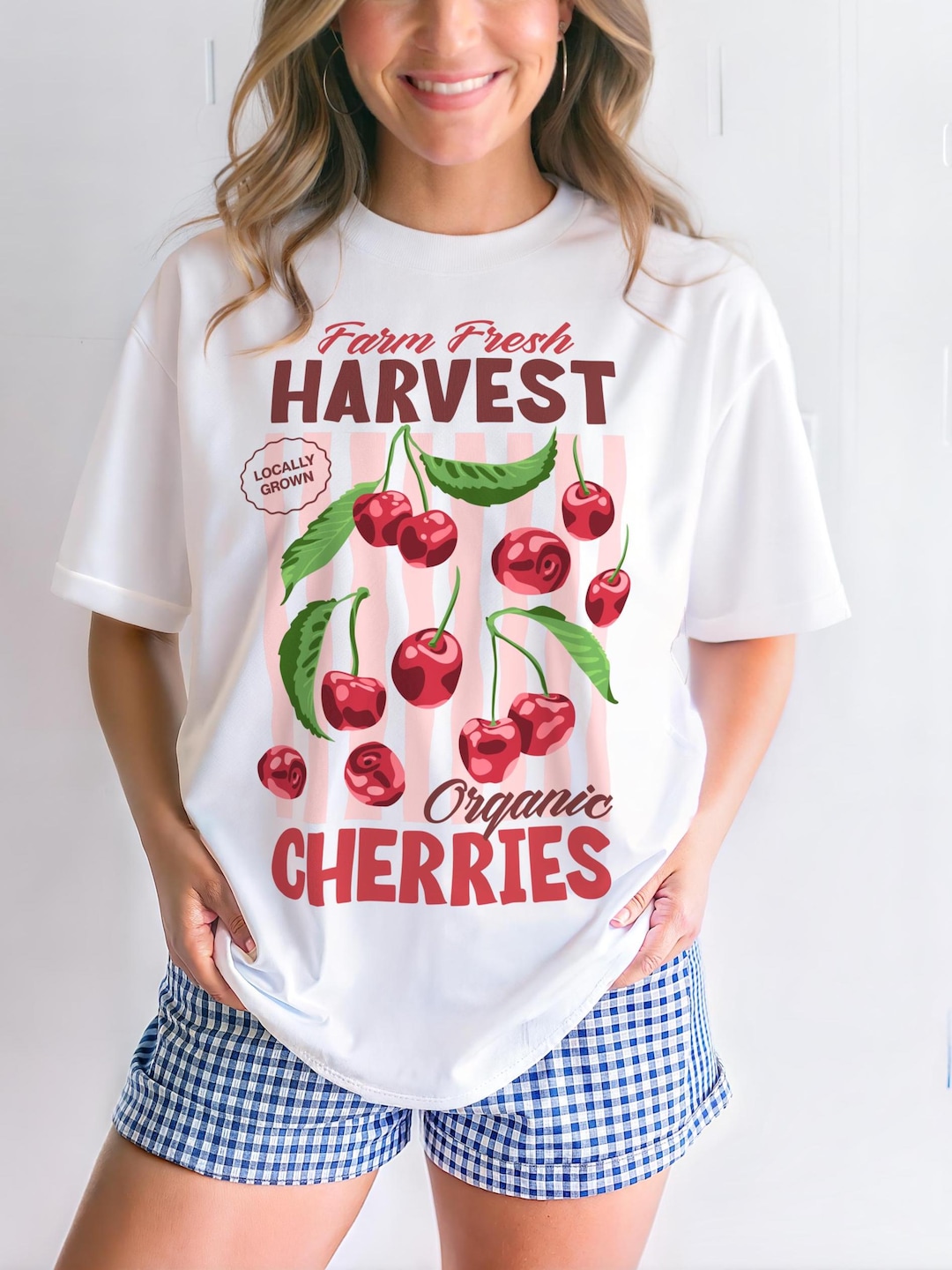 Organic Cherries Graphic T-shirt, Comfort Colors Retro Fruit Tee ...