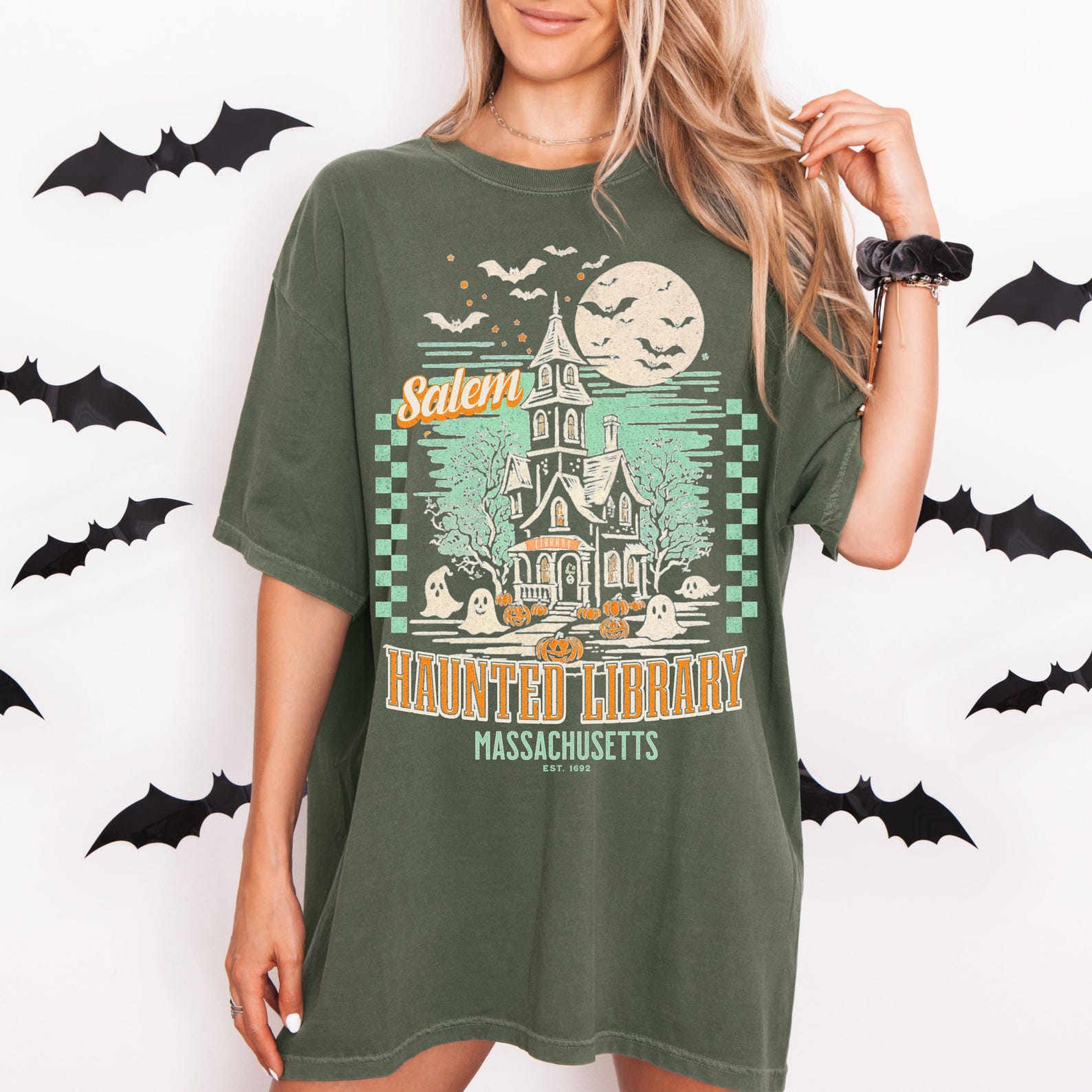 Bookish Halloween Shirt: Haunted Library Comfort Colors Tee - Etsy
