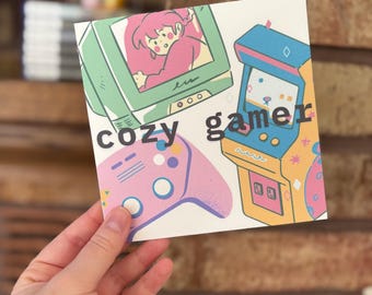 Cozy Game Era Print, Green Cozy Gamer Art, Cozy Girl Gaming Aesthetic ...