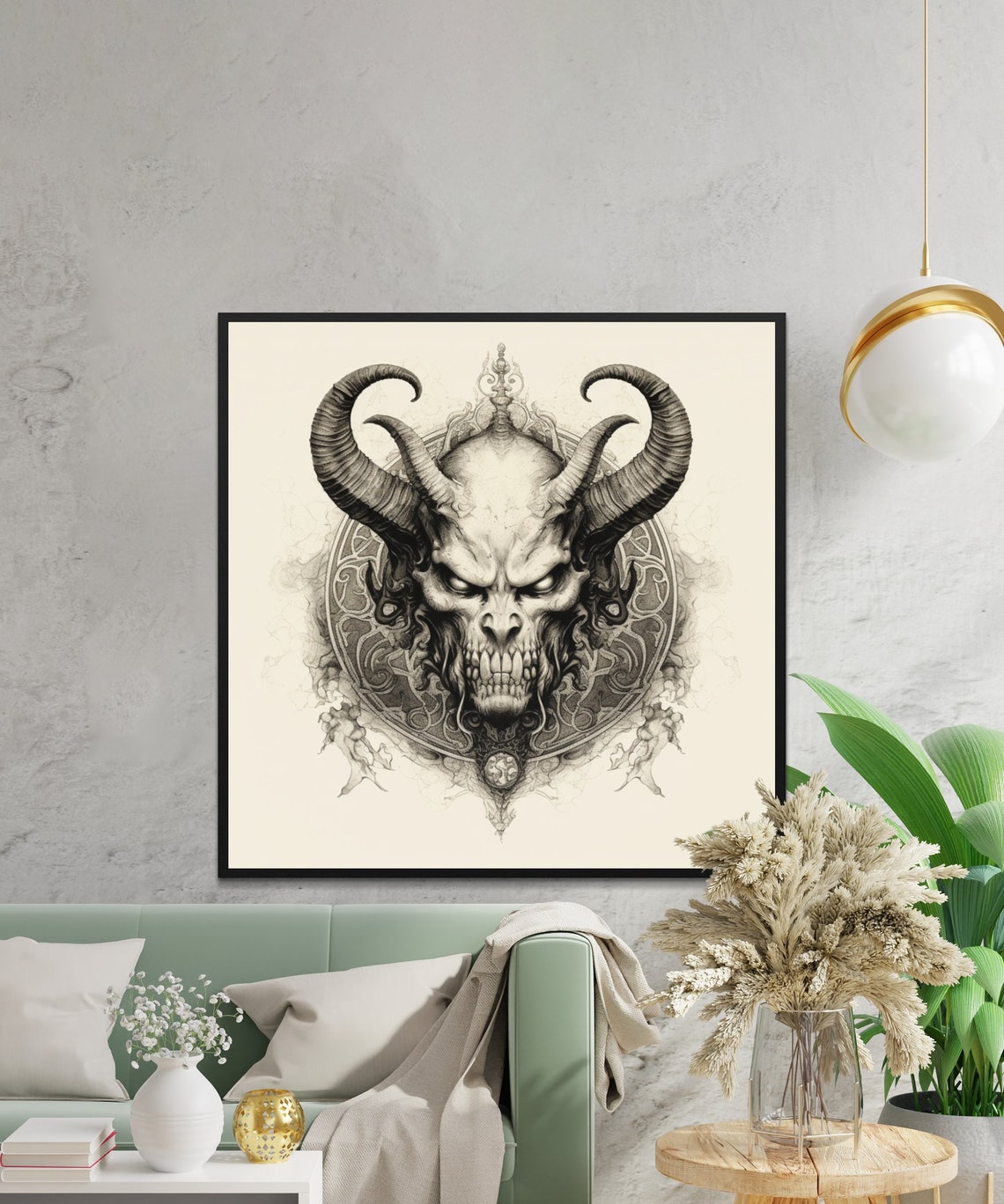 Vintage Devil Head Digital Art - Etsy