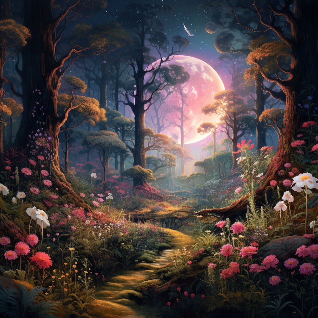 Gorgeous Nature Forest Moon Landscape Digital Art - Etsy