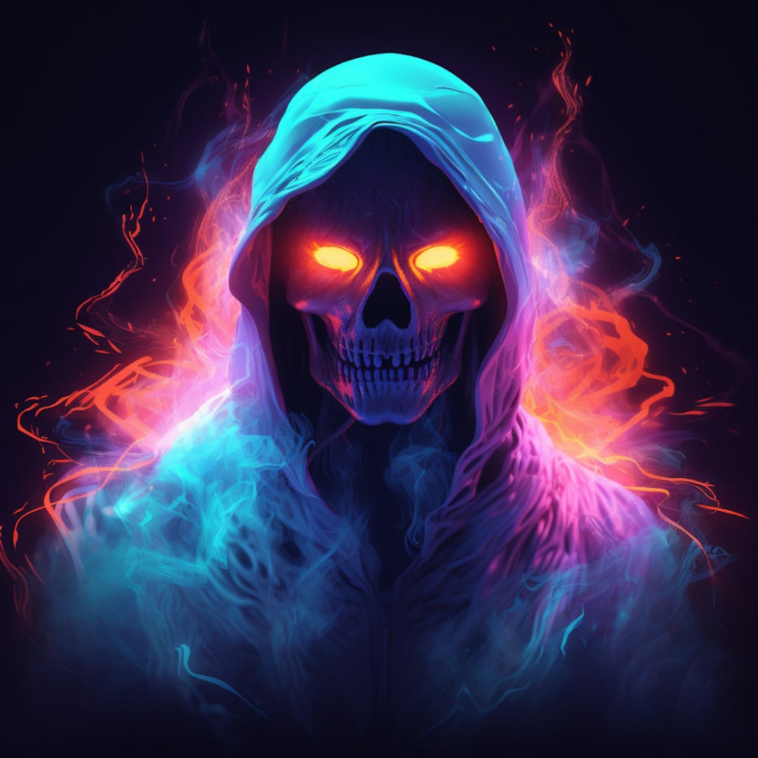 Neon Halloween Horror Skeleton Etsy
