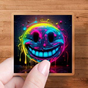 Neon Creepy Smile Face - Etsy