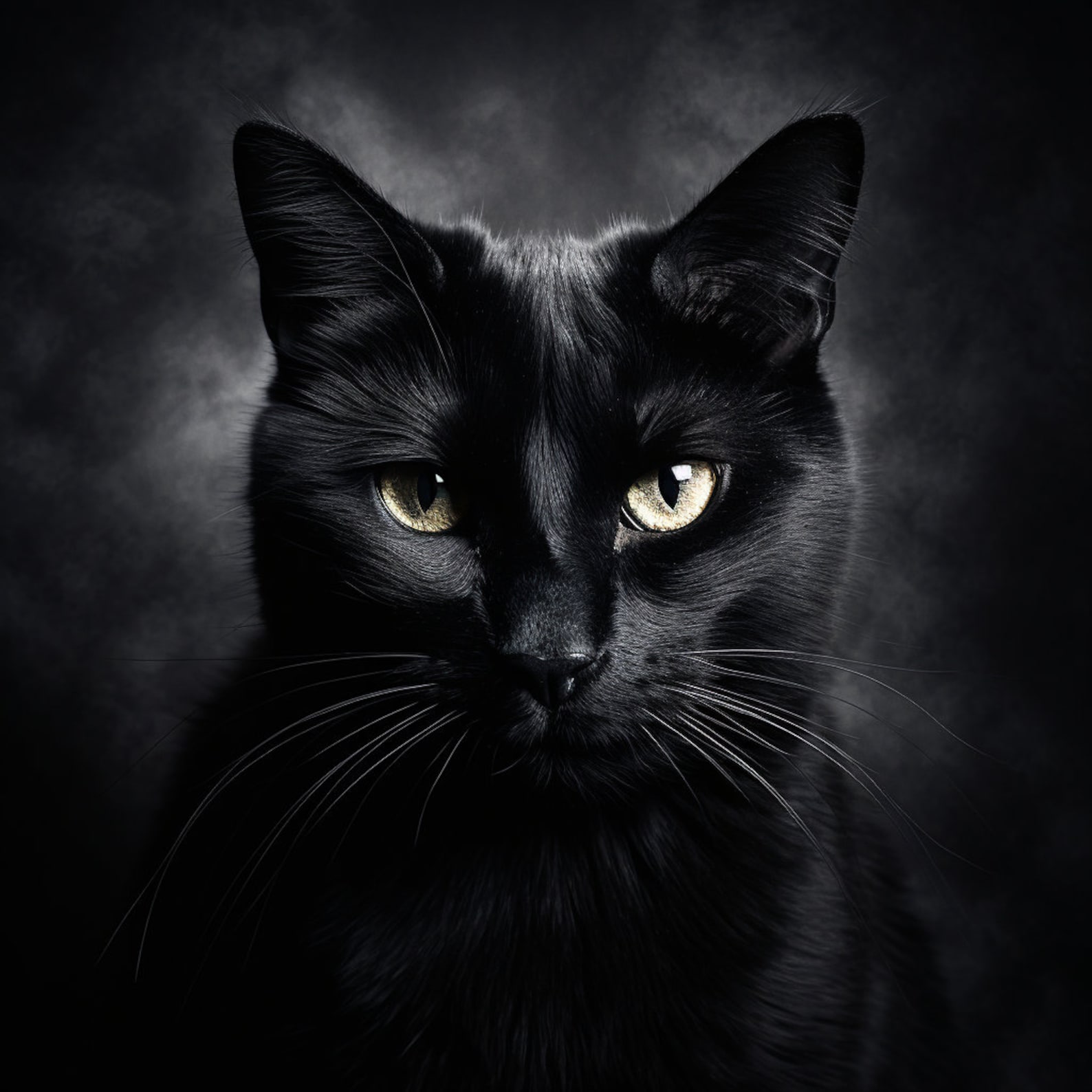 Black Cat Portrait Digital Art - Etsy