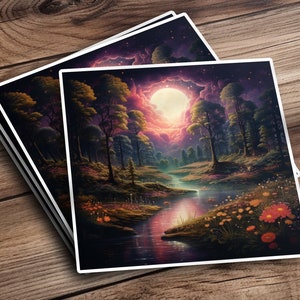 Gorgeous Nature Forest Moon Landscape Digital Art - Etsy