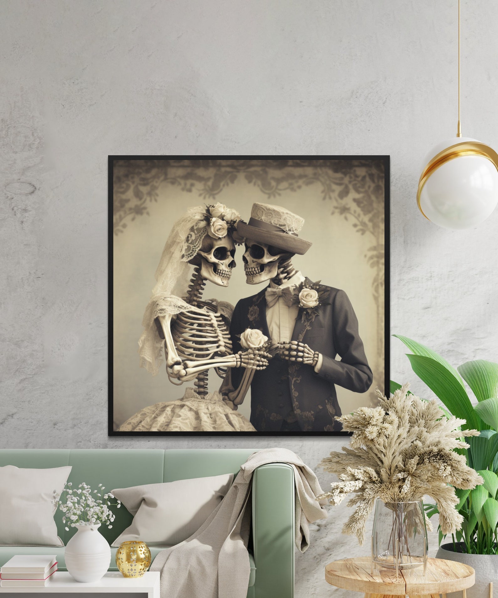 Vintage Married Skeleton Digital Art - Etsy
