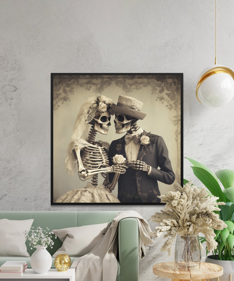 Vintage Married Skeleton Digital Art - Etsy