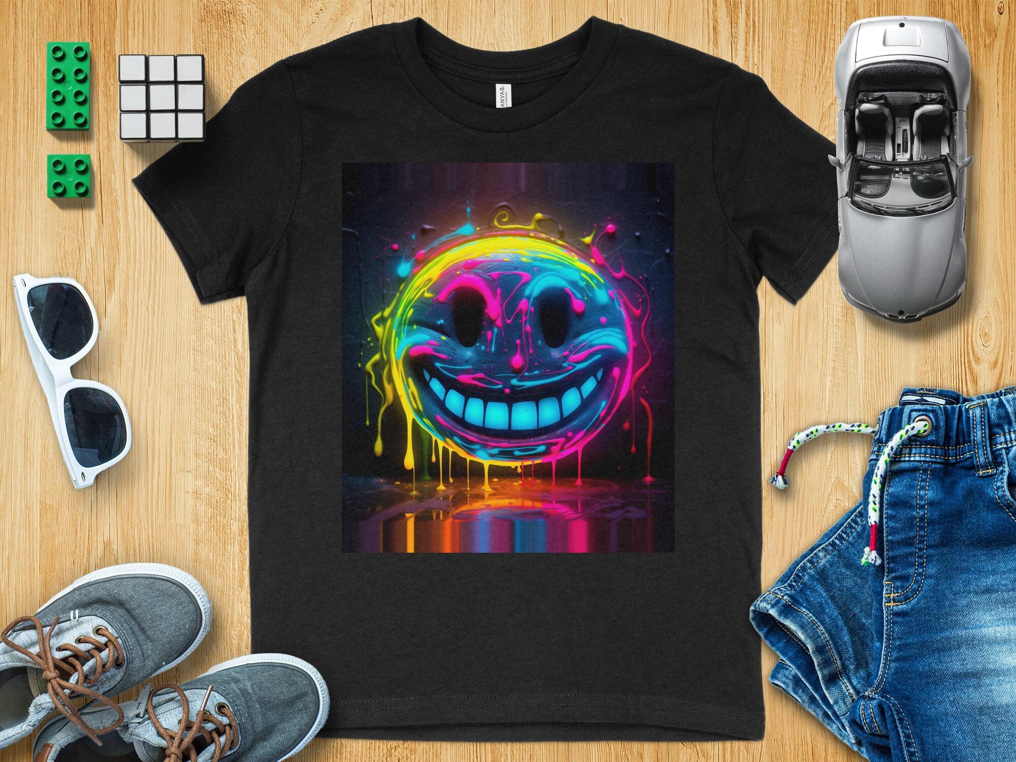 Neon Creepy Smile Face - Etsy