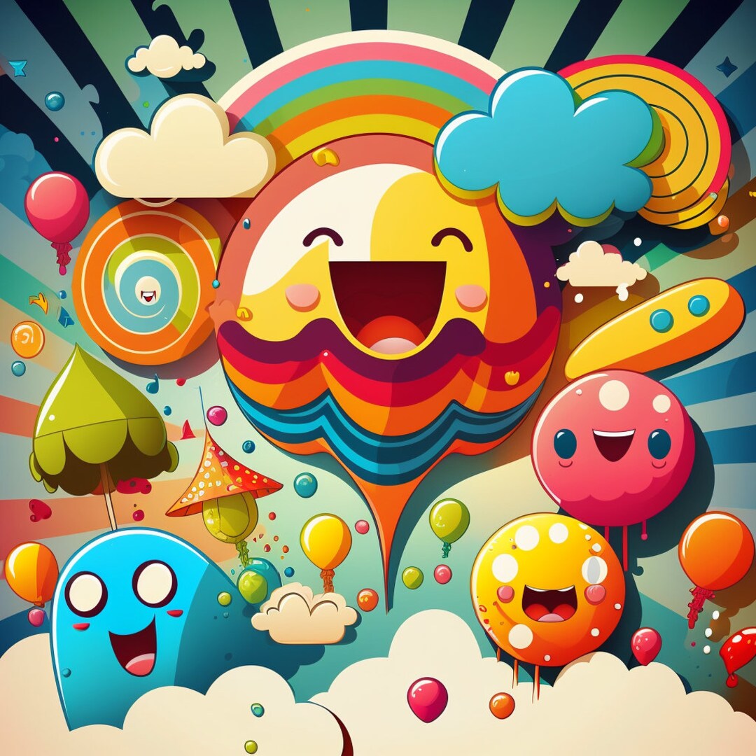 Cartoon Smiley Faces - Etsy