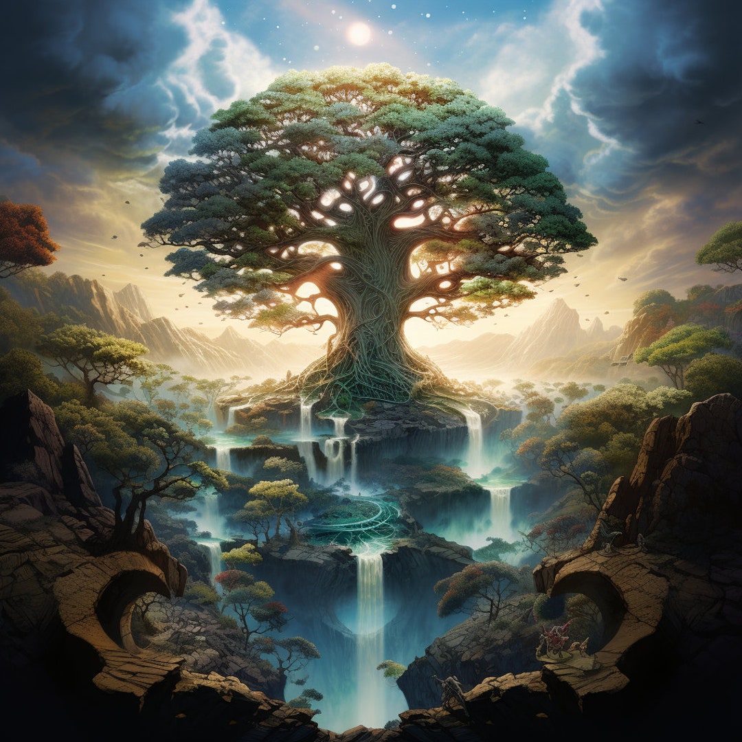 Tree of Life Digital Art – Ai-generated Trippy Wall Print, Spiritual ...