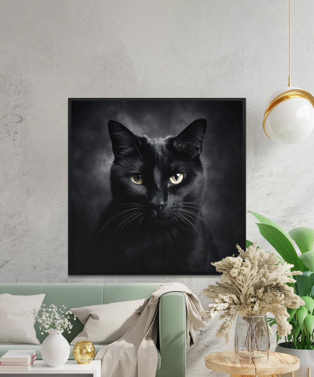 Black Cat Portrait Digital Art - Etsy