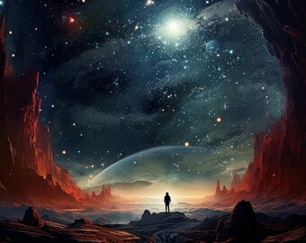 Astronaut Midnight Adventure, Digital Download, Wall Art, Celestial ...