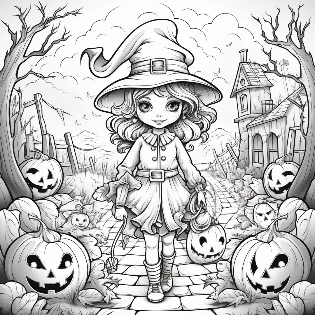 Halloween Coloring Digital Print - Etsy