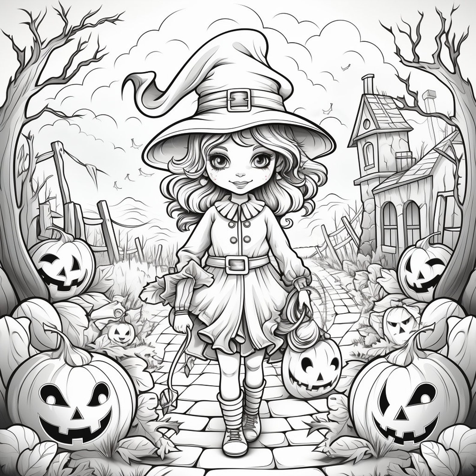 Halloween Coloring Digital Print - Etsy