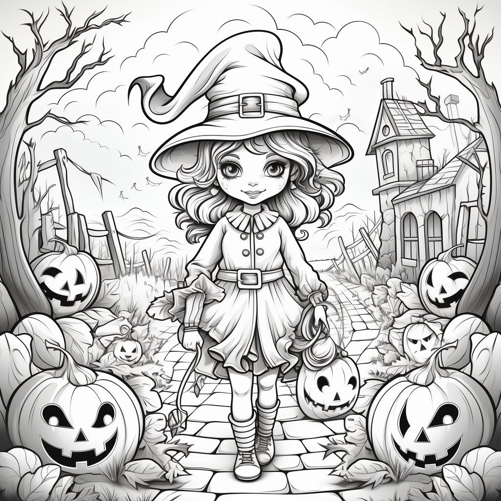 Halloween Coloring Digital Print - Etsy