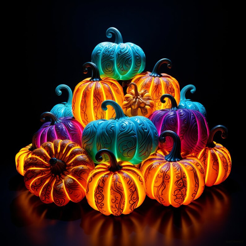 Neon Halloween Horror Pumpkins - Etsy