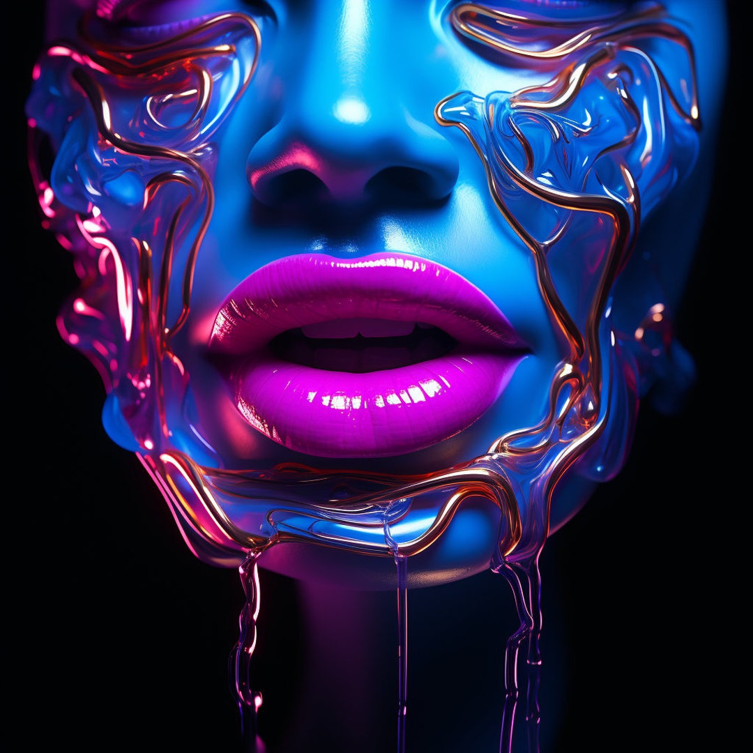 Neon Melting Face - Etsy