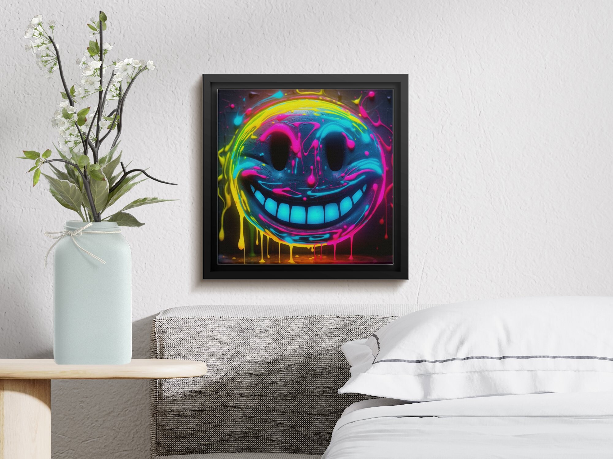 Neon Creepy Smile Face - Etsy