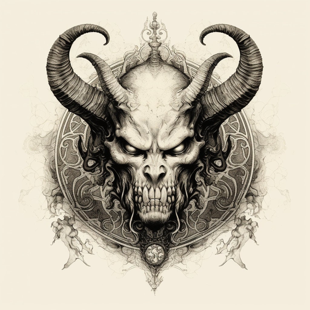 Vintage Devil Head Digital Art - Etsy