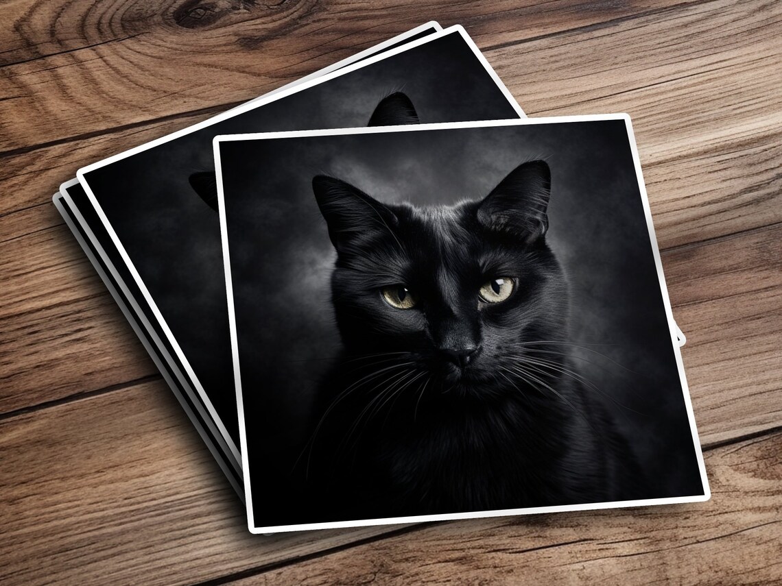 Black Cat Portrait Digital Art - Etsy