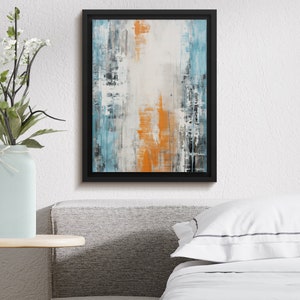 Abstract Painting With Orange, Blue, Turquoise, and White - Etsy