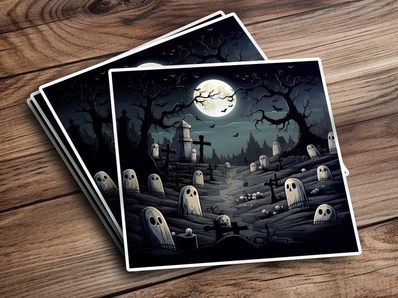 Cartoon Graveyard Digital Art - Etsy