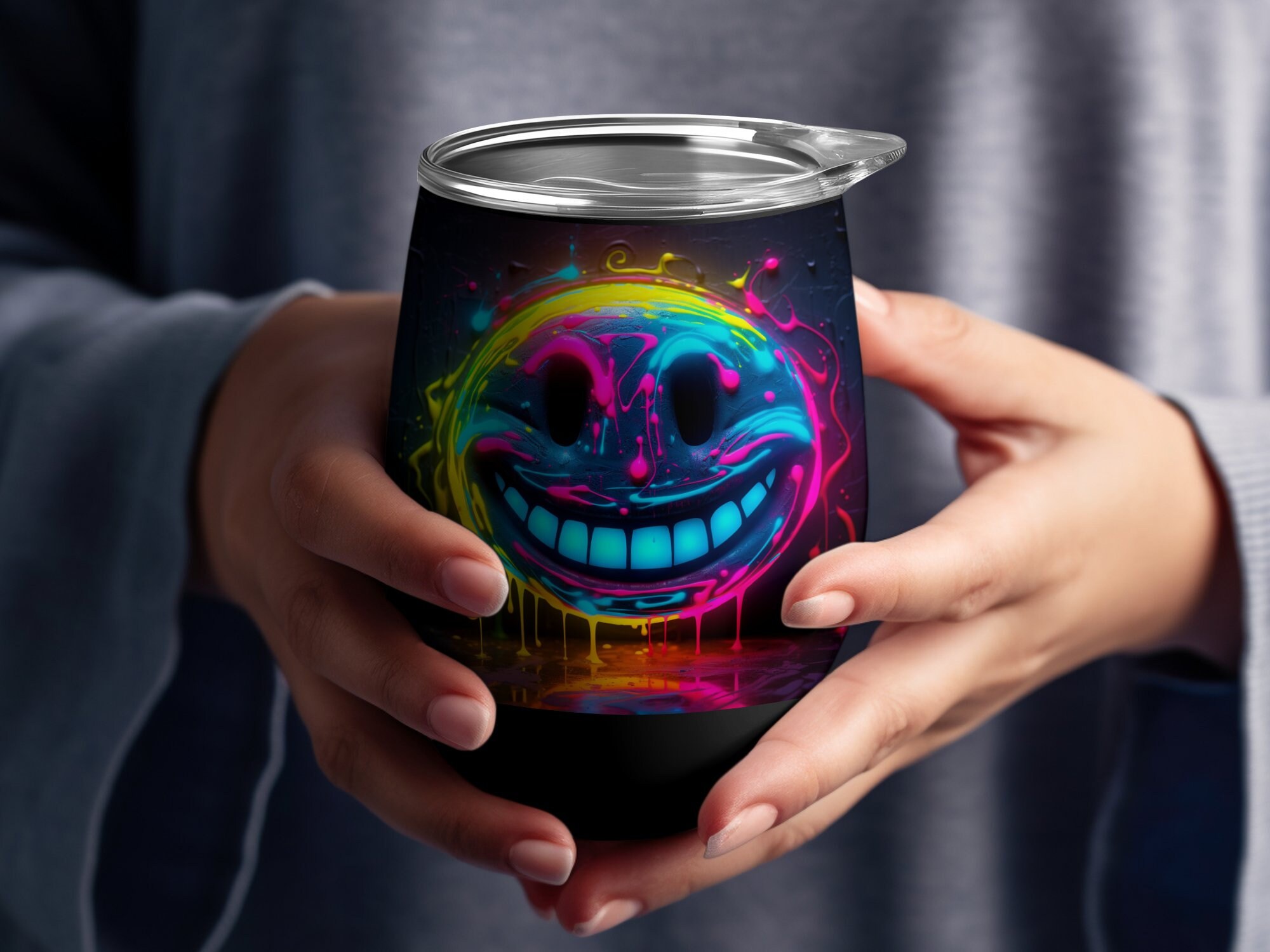 Neon Creepy Smile Face - Etsy
