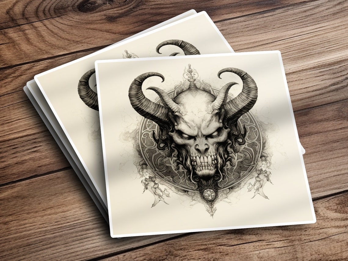 Vintage Devil Head Digital Art - Etsy