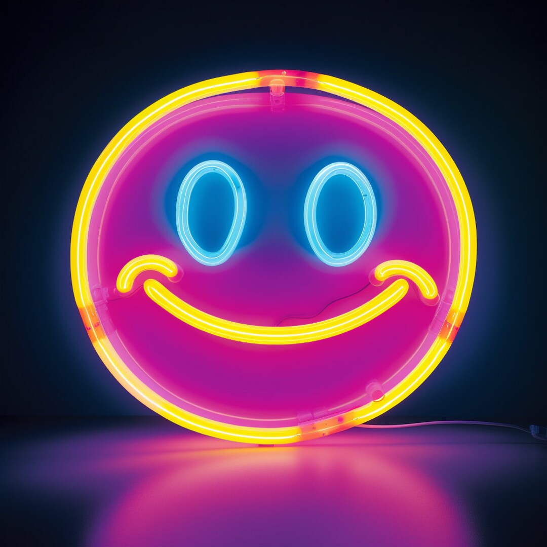 Neon Smiley Face - Etsy
