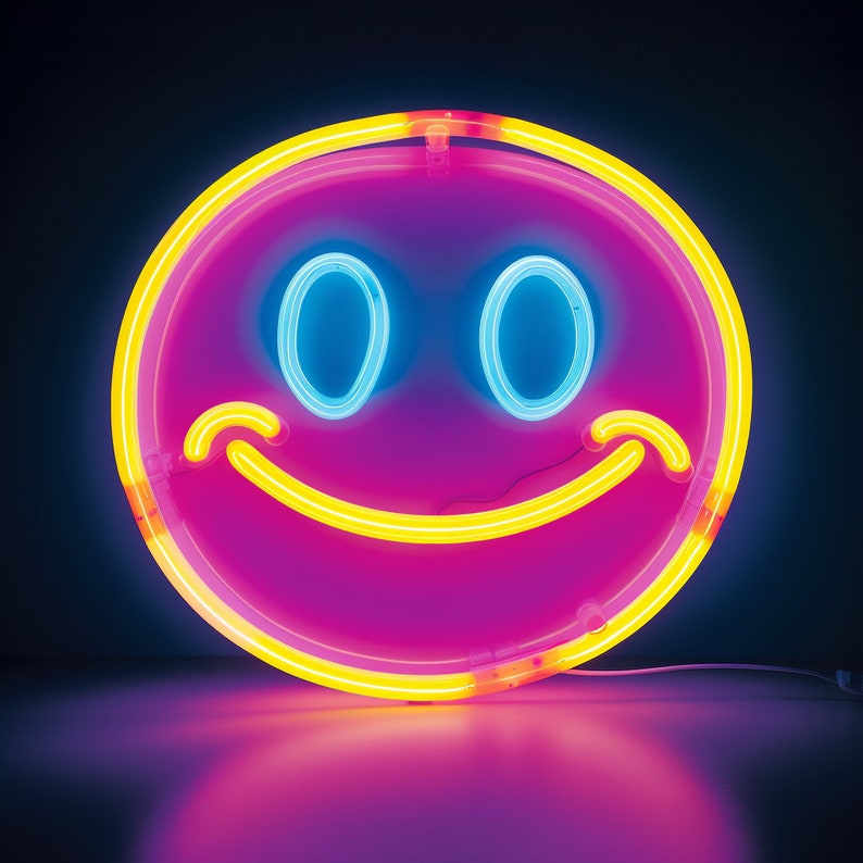 Neon Smiley Face - Etsy