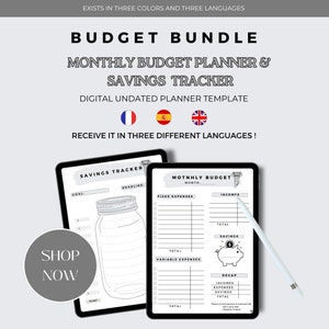 BUNDLE Budget Planner & Savings Tracker Digital Printable Undated Fixed ...