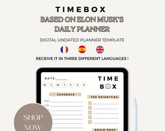 Timebox Daily Planner Based on Elon Musk's Digital Printable Non Dated Effective Prioritization ...
