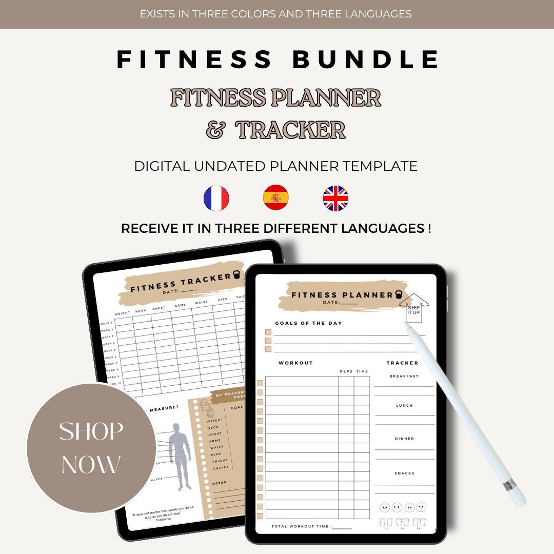 BUNDLE Fitness Planner & Tracker Digital Printable Undated Goals ...