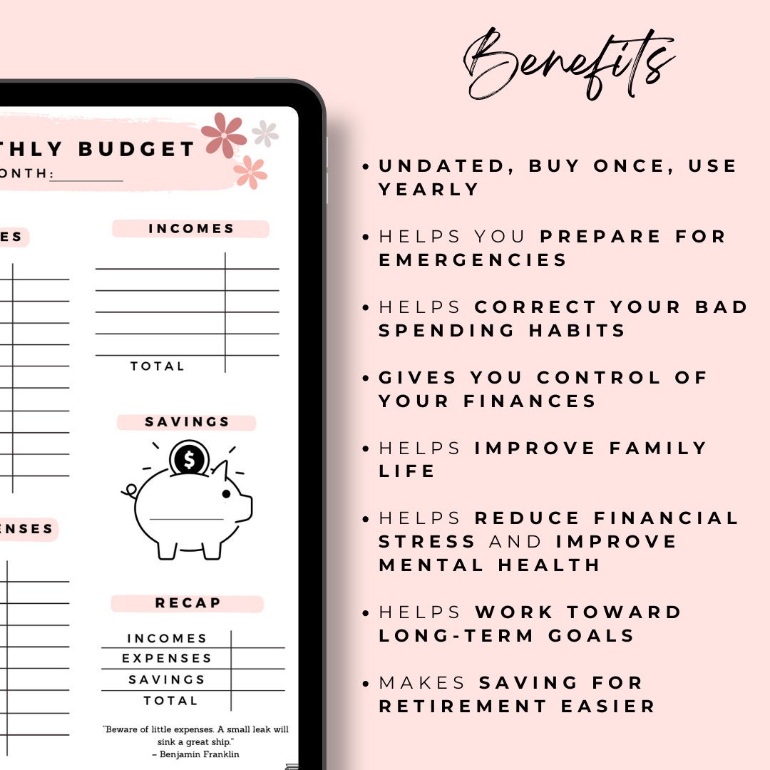 BUNDLE Budget Planner & Savings Tracker Digital Printable Undated Fixed ...