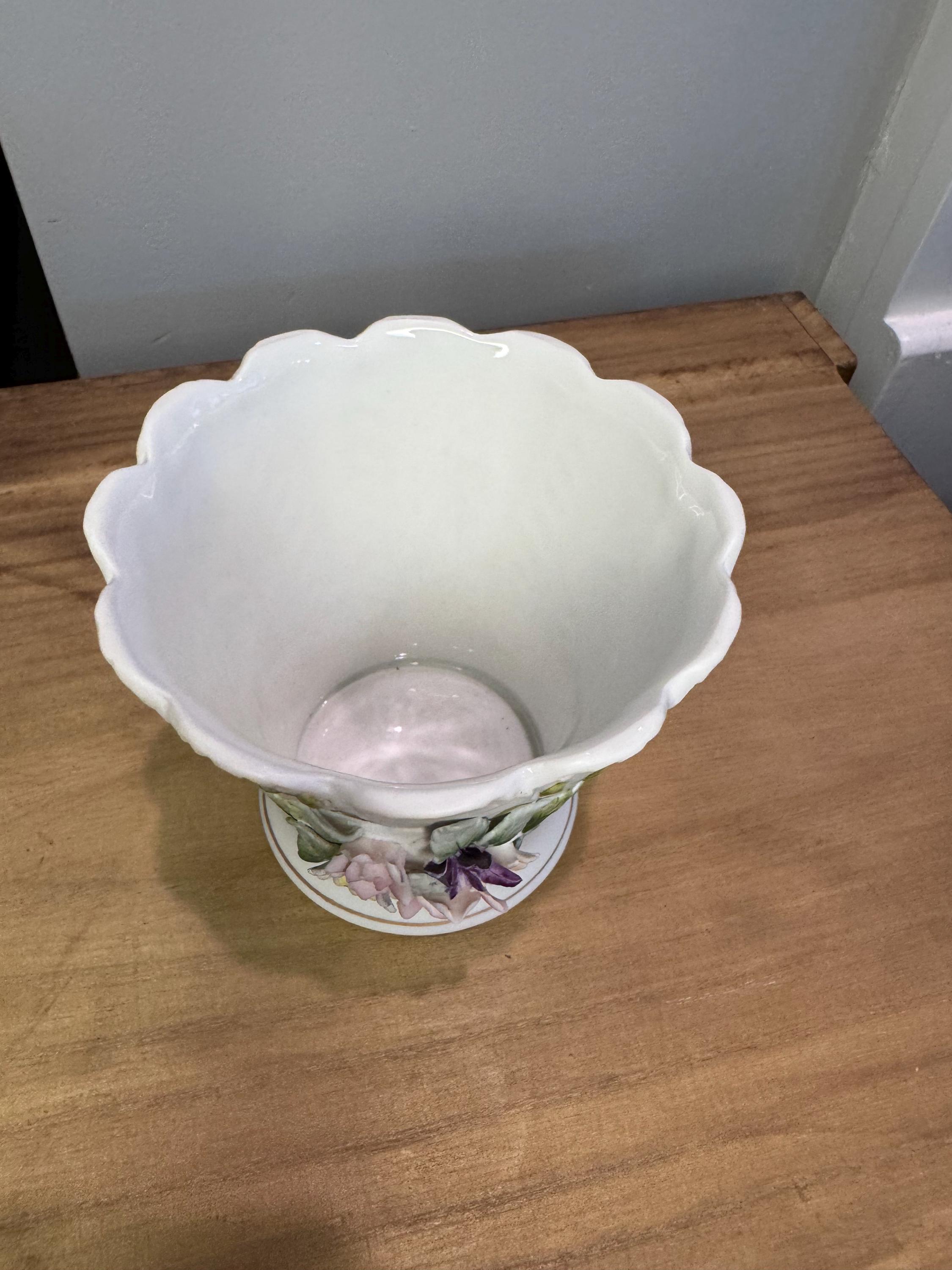 Vintage Lefton China Porcelain Vase or Planter (#826) 3D Applied Floral ...