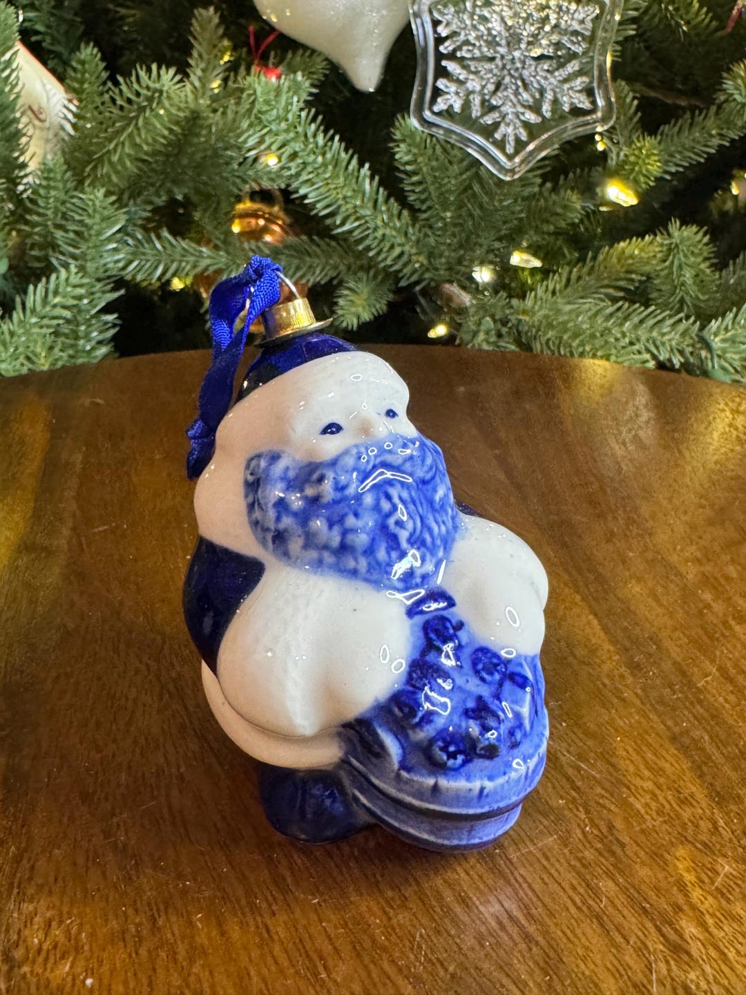 Hand-painted Delft Blue Ceramic Santa Claus With Sack Ornament. - Etsy